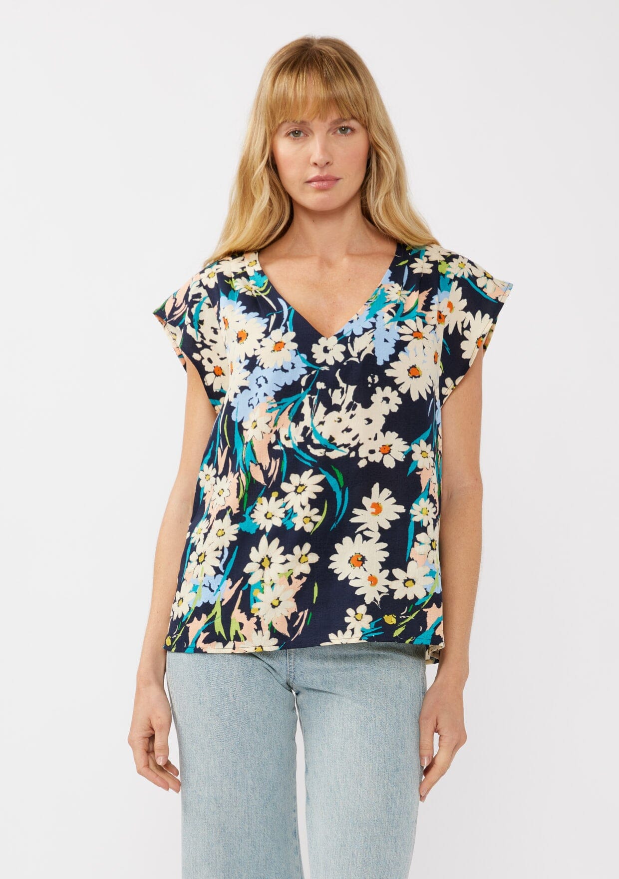 Women's Daisy Print Short Sleeve Top | LOVESTITCH