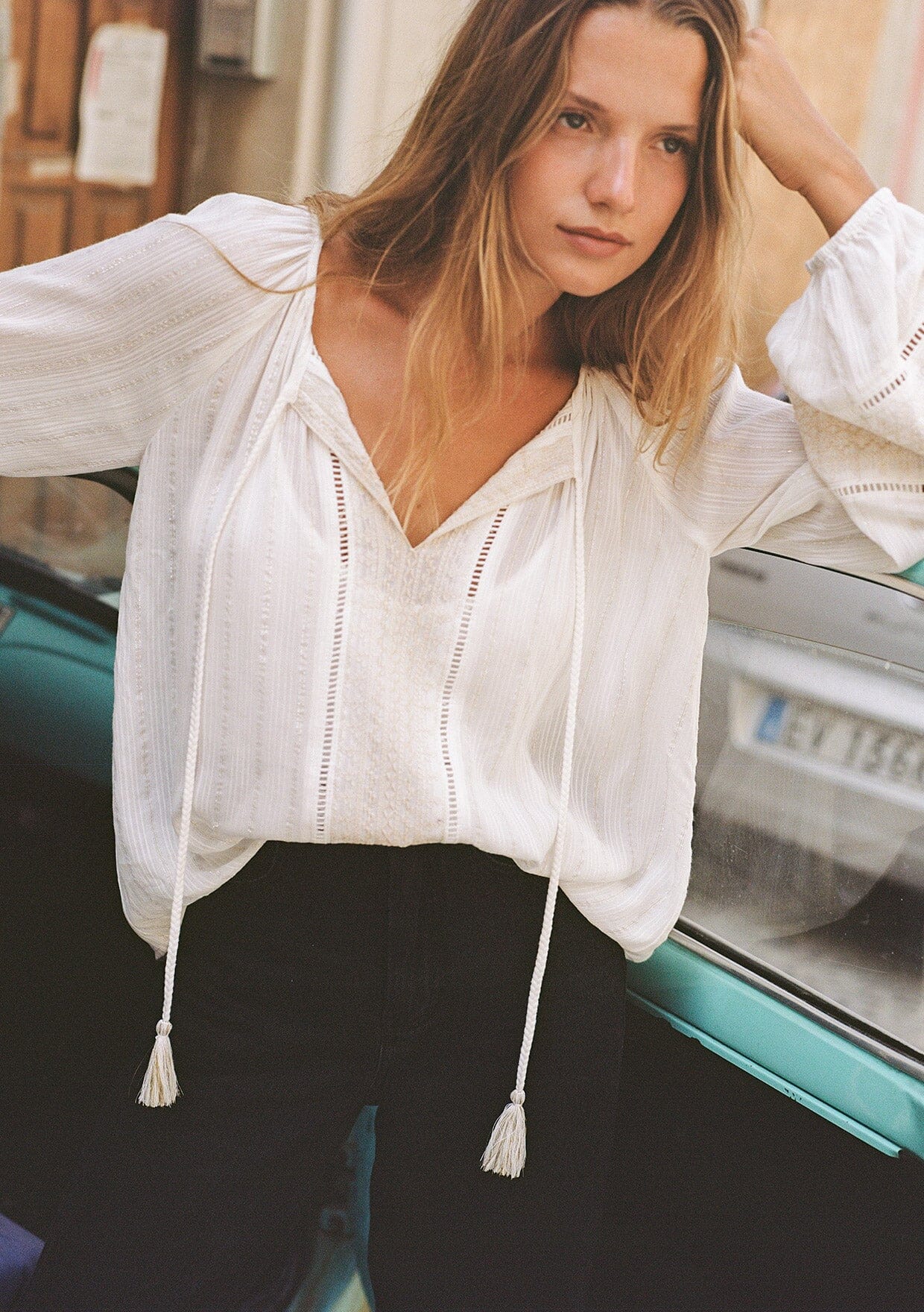 Women's Bohemian Off White Embroidered Blouse | LOVESTITCH