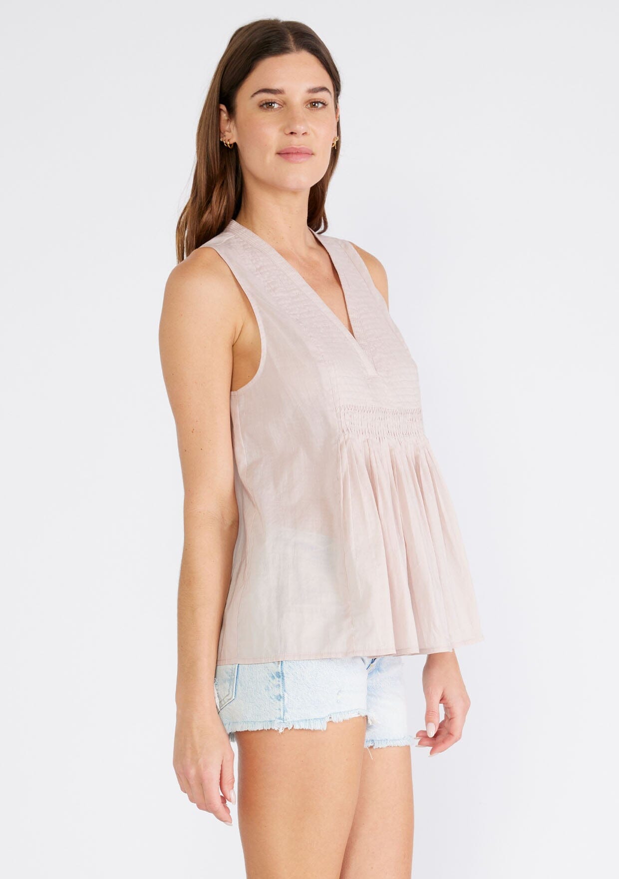 Bohemian Cotton Tank Top with Pleated Detail | LOVESTITCH
