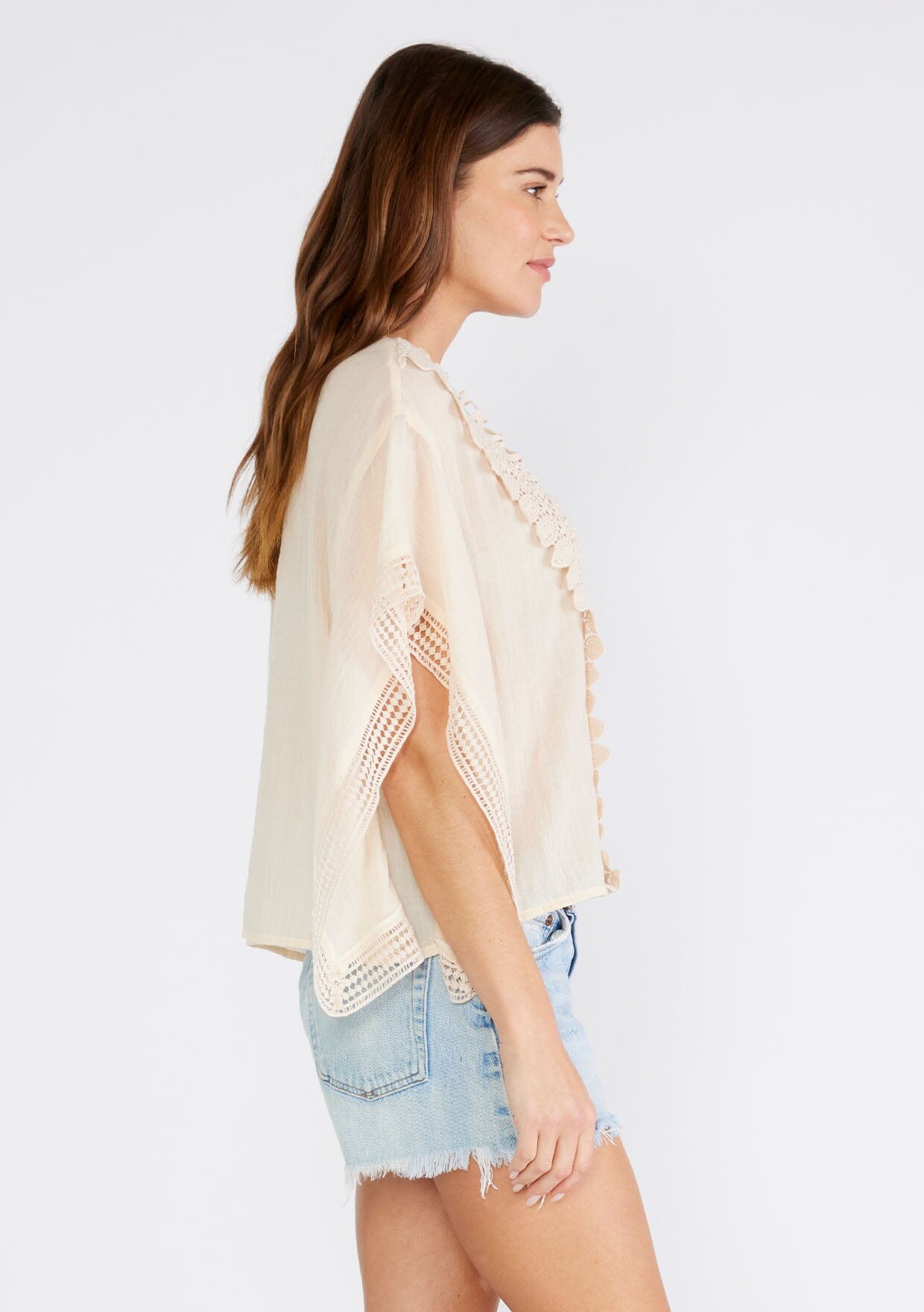 Bohemian Crochet Trim Beach Cover-Up Top | LOVESTITCH