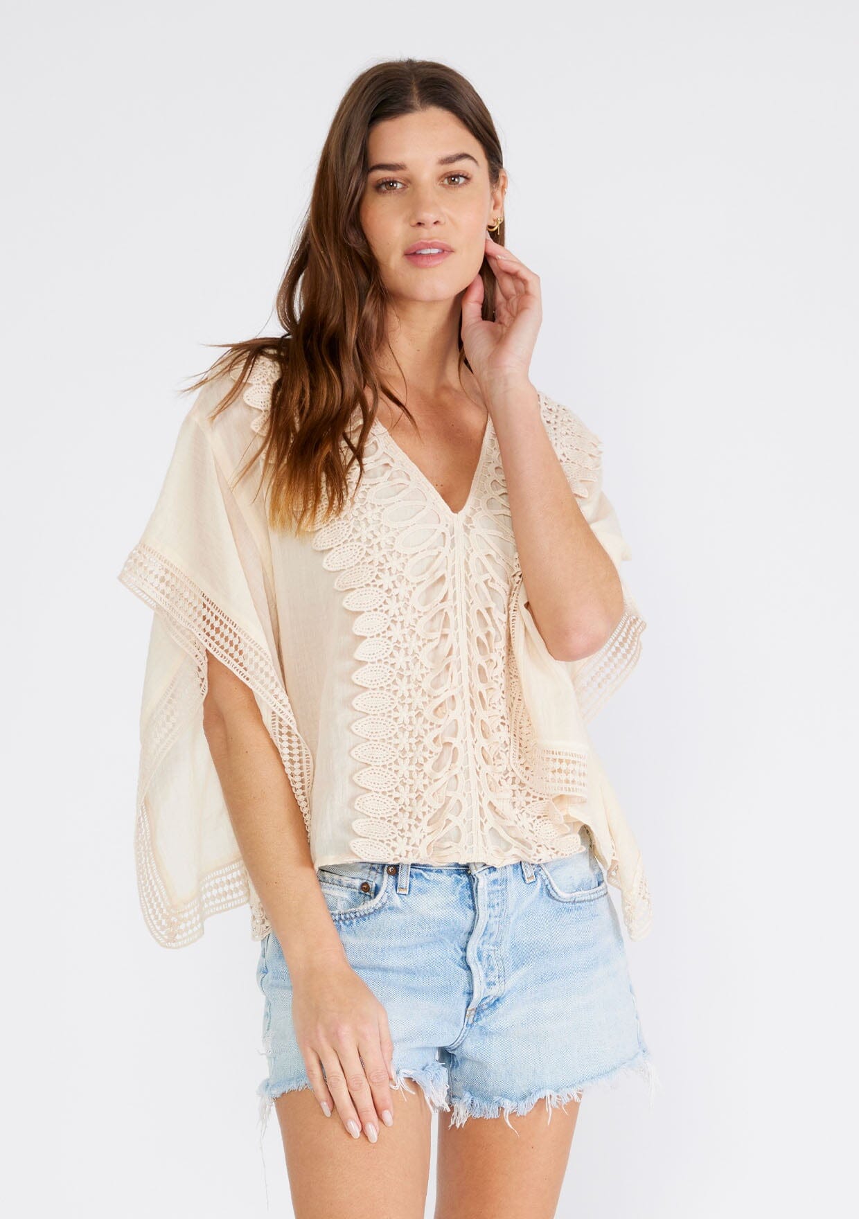 Bohemian Crochet Trim Beach Cover-Up Top | LOVESTITCH