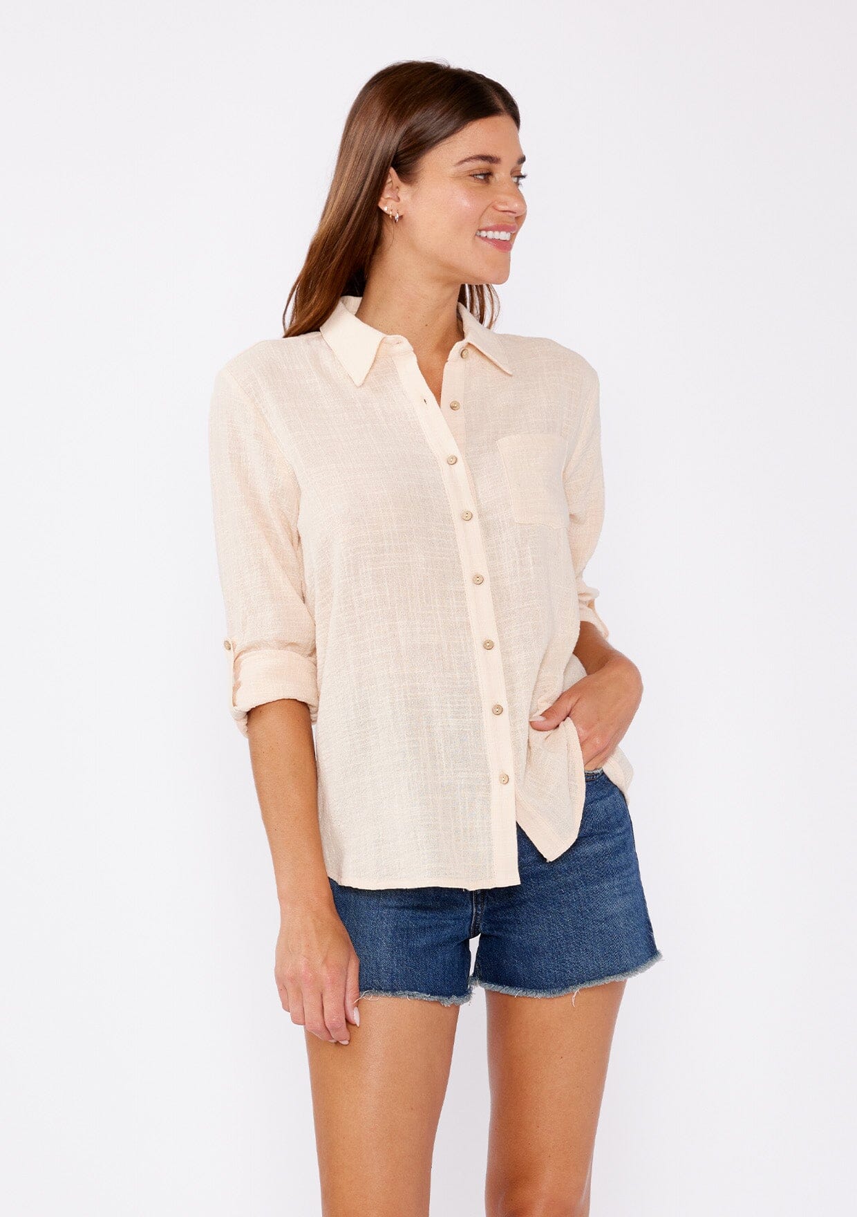 Women's Classic Cotton Long Sleeve Button Front Top | LOVESTITCH
