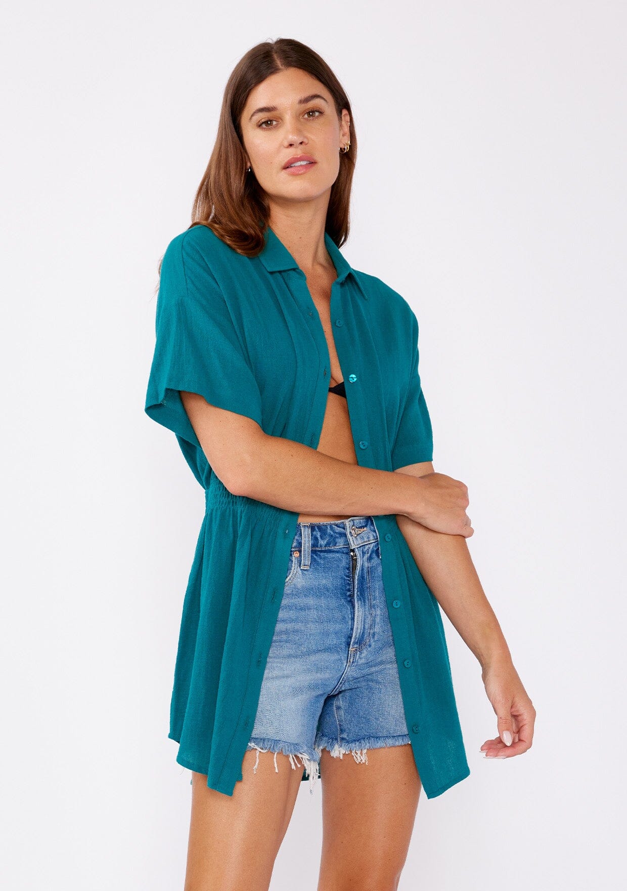 Women's Lightweight Cotton Button-Front Tunic Shirt | LOVESTITCH