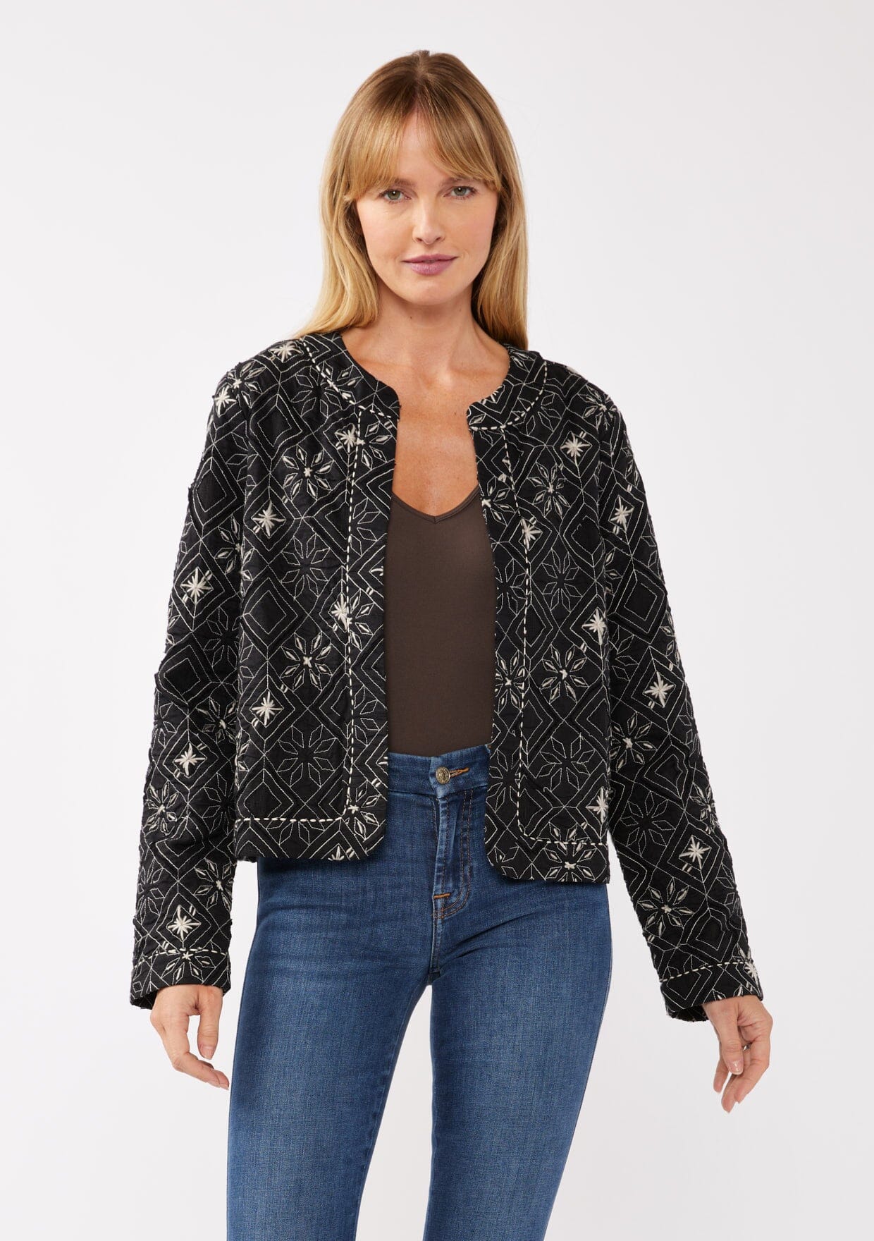Women's Bohemian Embroidered Cropped Lady Jacket | LOVESTITCH