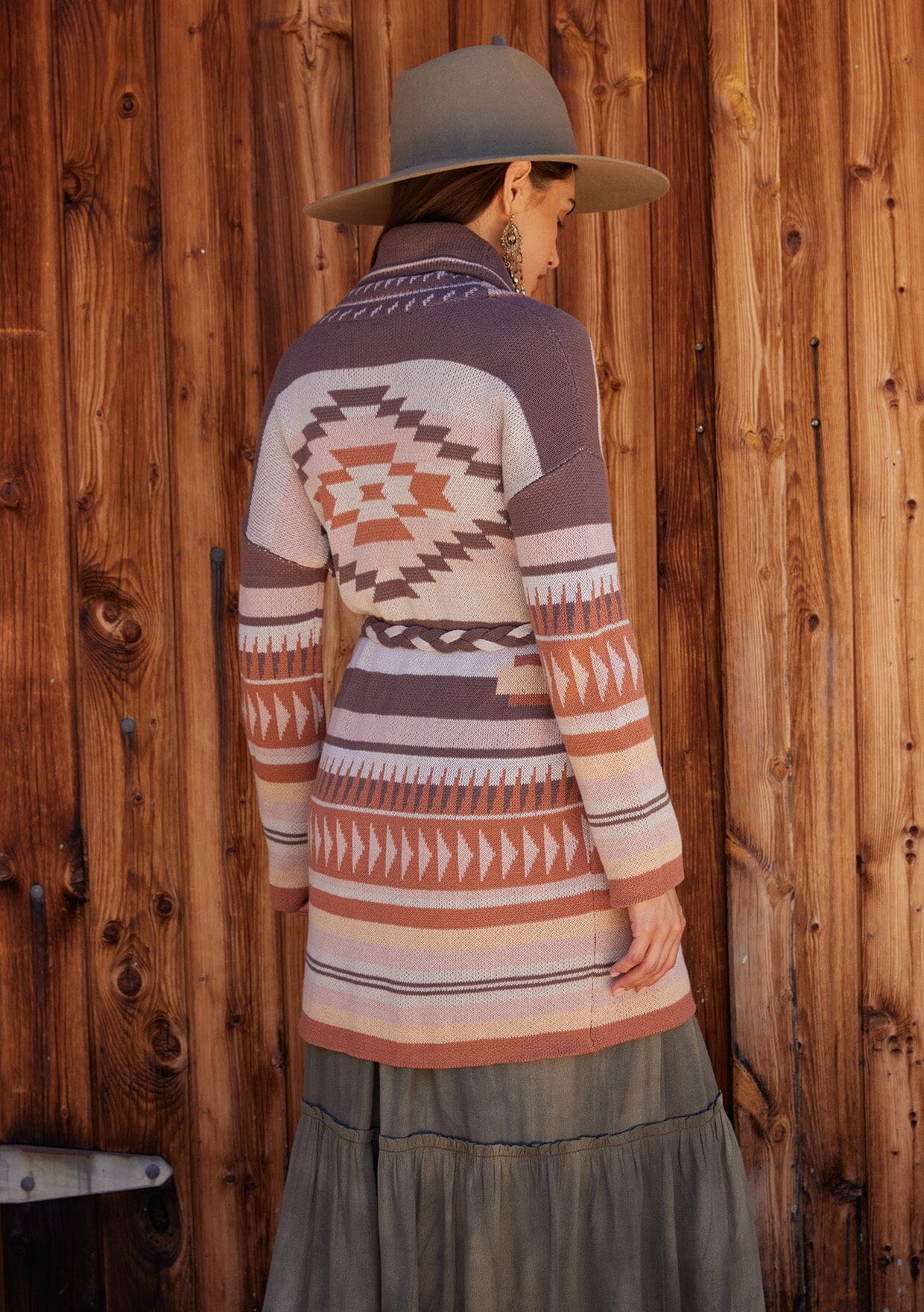 Women's Bohemian Fall Southwestern-Style Belted Cardigan | LOVESTITCH