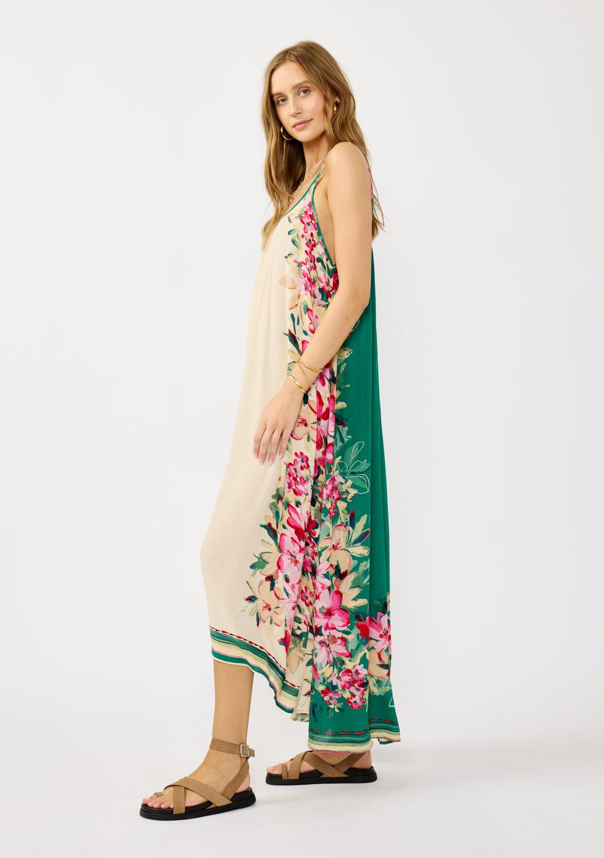 Women's Two-Tone Floral Maxi Dress | LOVESTITCH