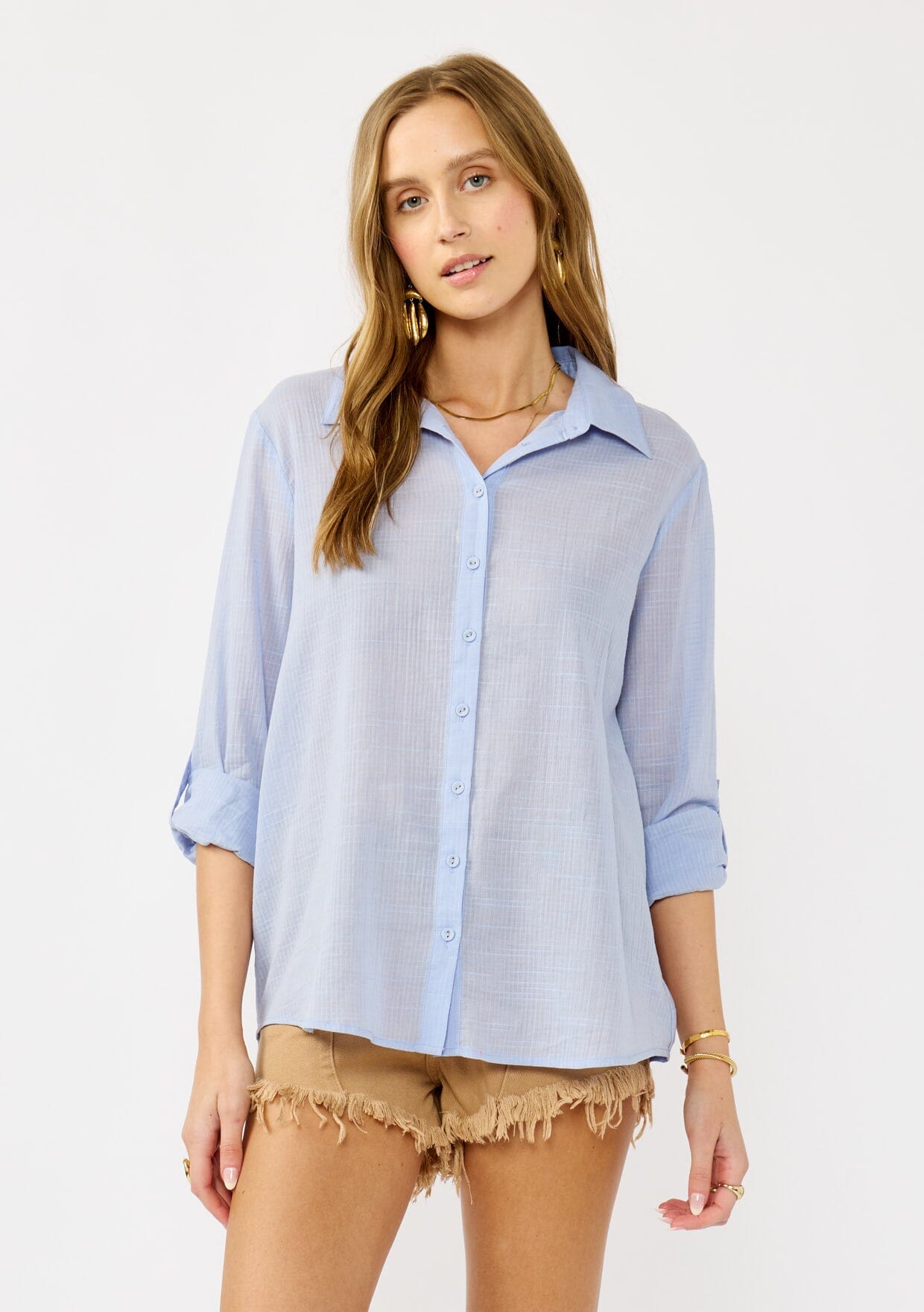Women's Classic Cotton Long Sleeve Button Front Top | LOVESTITCH