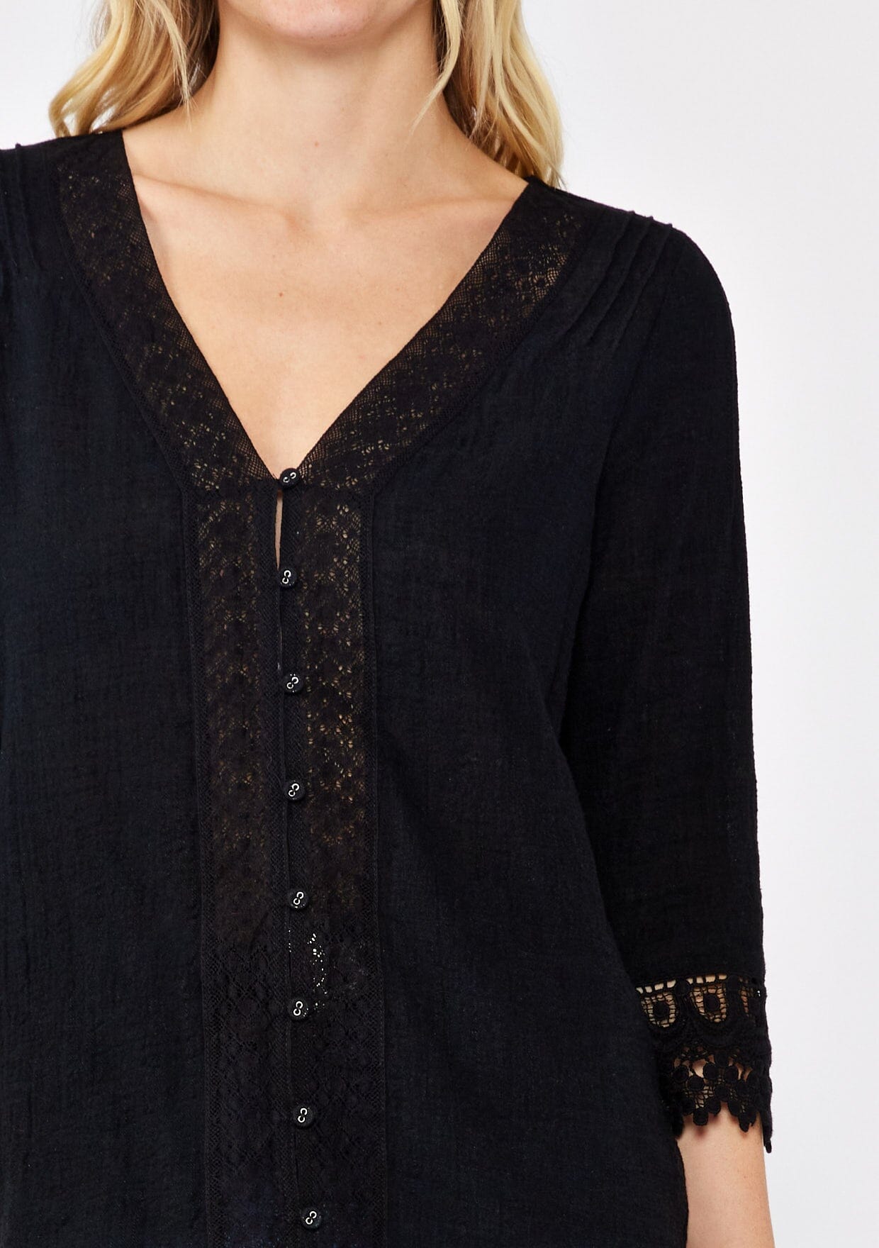 Women's Boho Button Front Blouse + Lace Detail | LOVESTITCH
