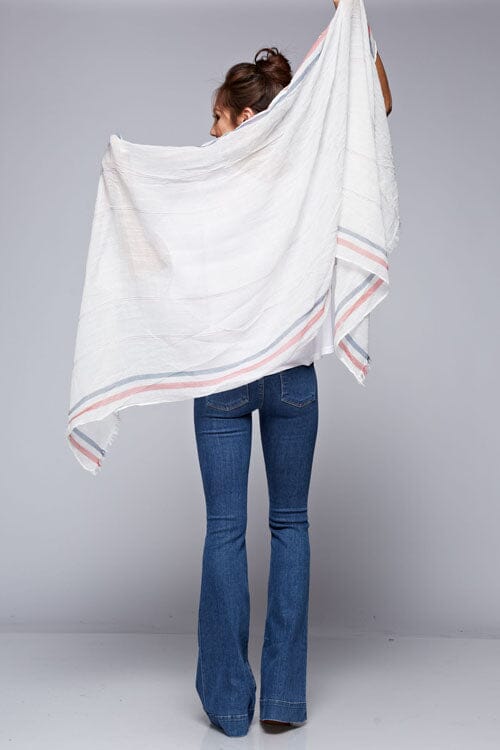 Rectangular Striped Scarf + Frayed Trim | LOVESTITCH