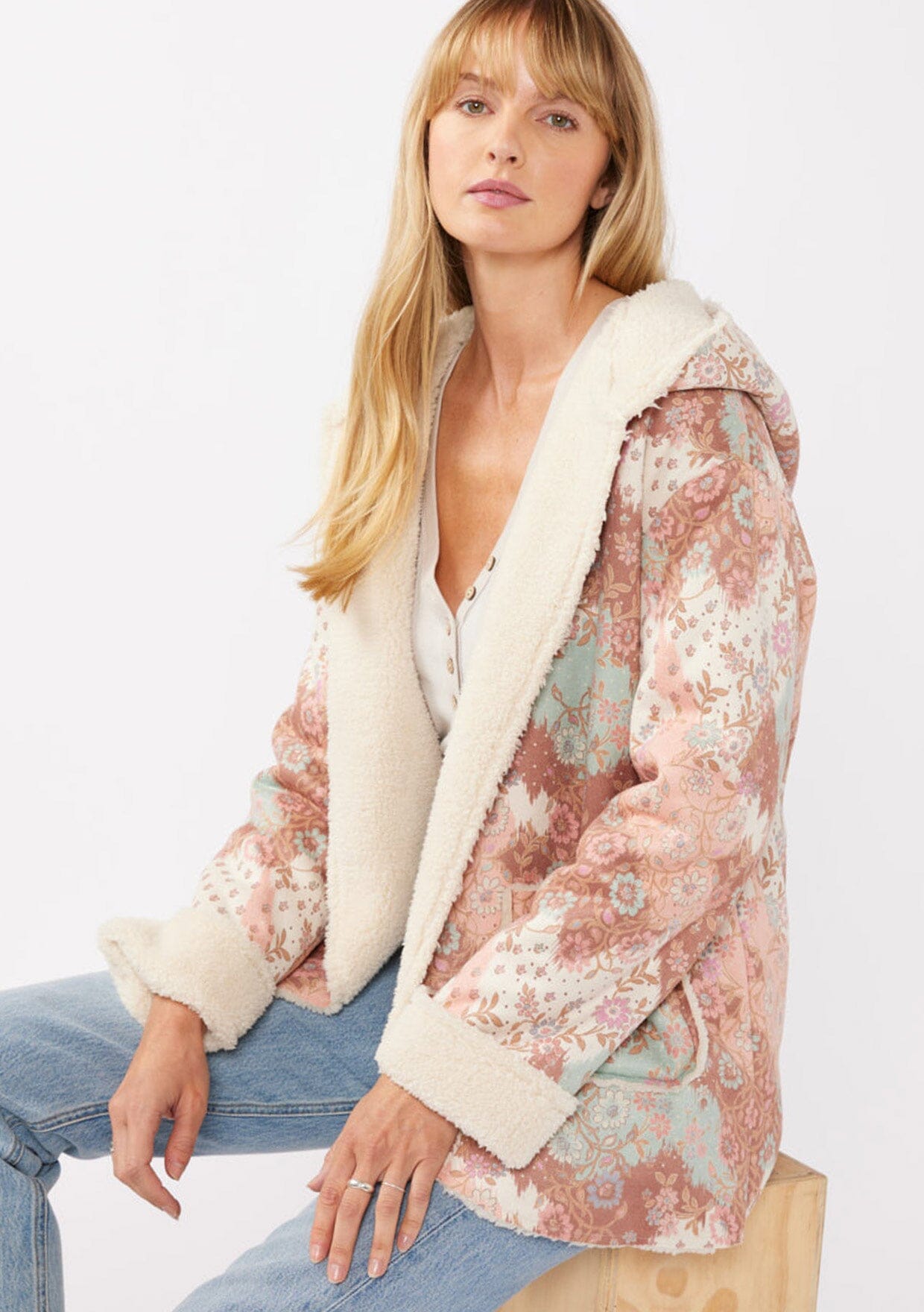 Women's Floral Statement Jacket + Faux Shearling | LOVESTITCH