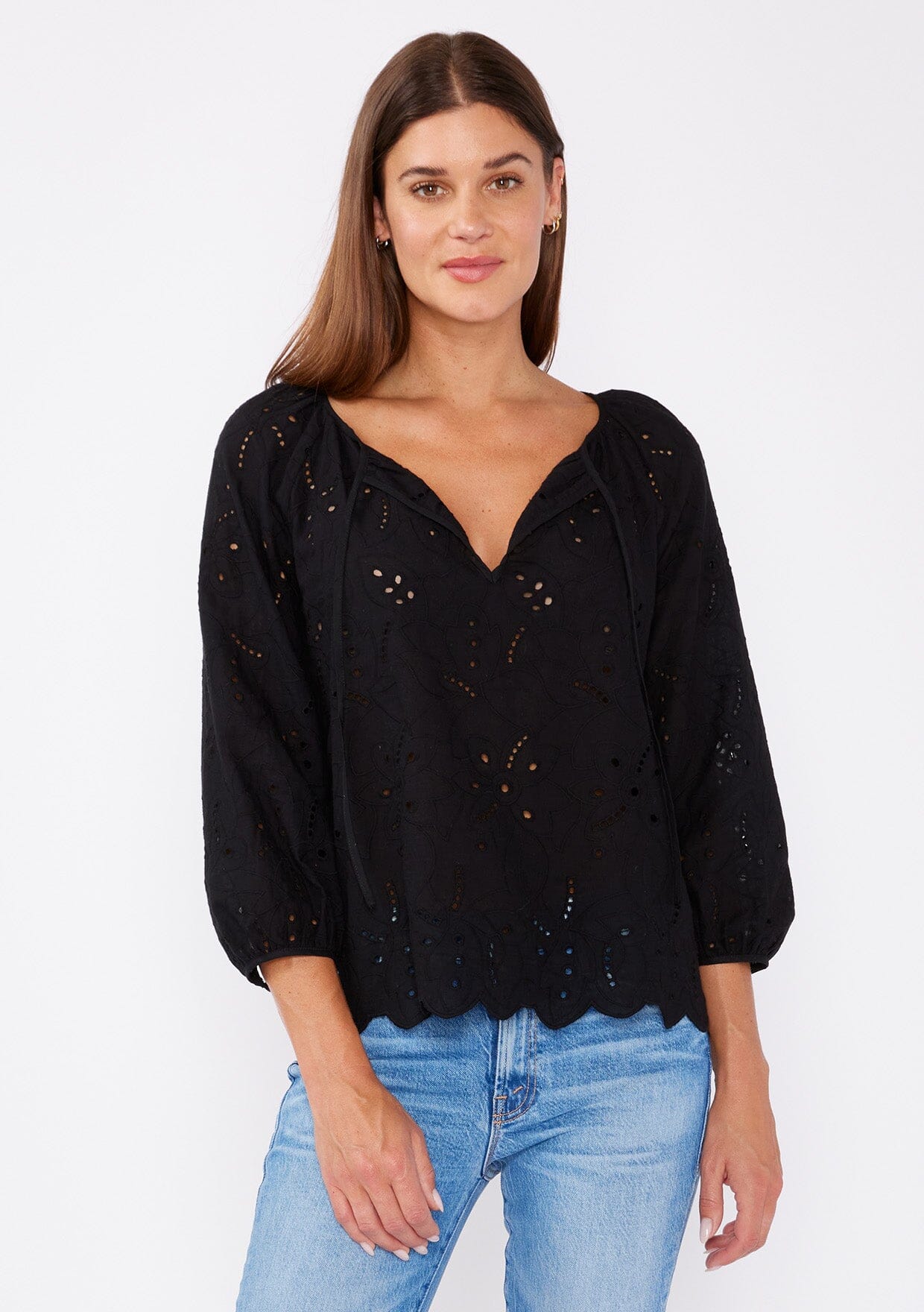 Women's Cotton Embroidered Eyelet Blouse | LOVESTITCH