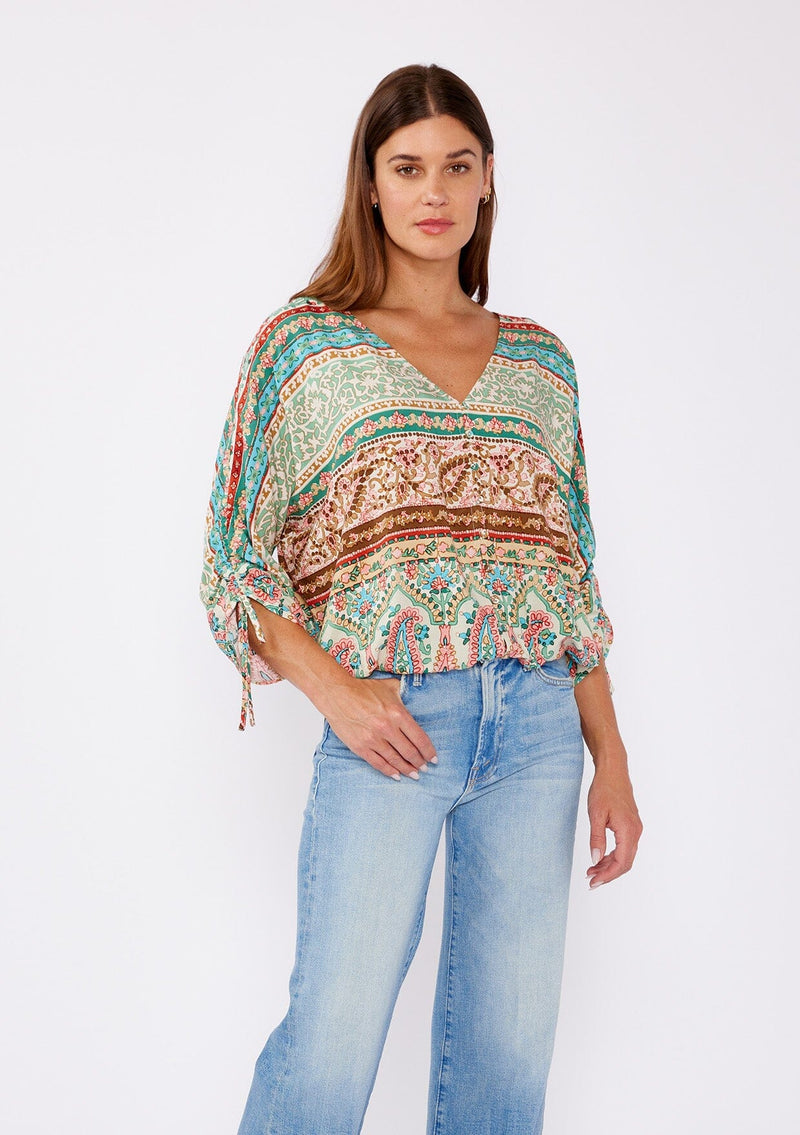 Women's Printed Top - Bohemian Tie Sleeve Top | LOVESTITCH