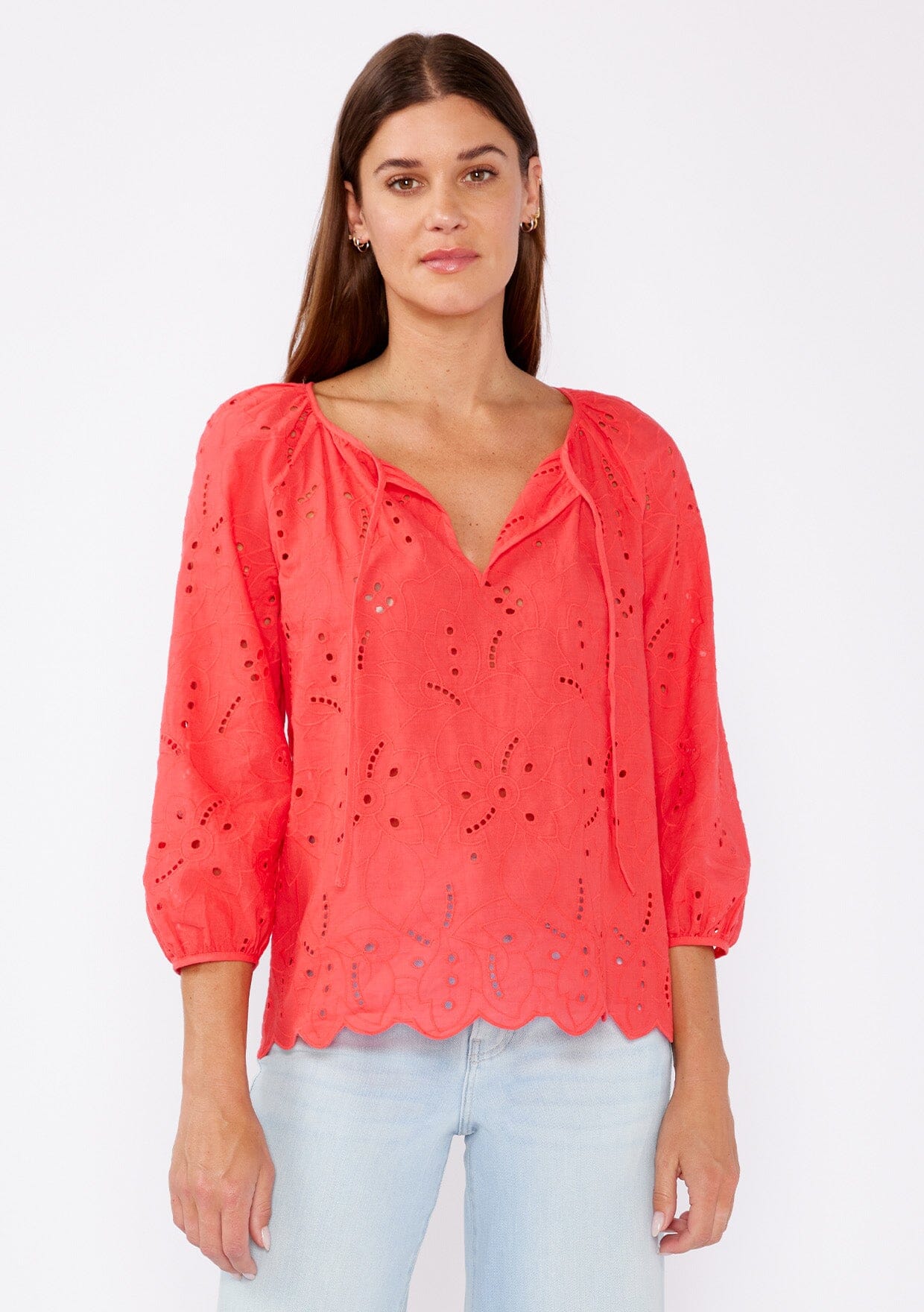 Women's Cotton Embroidered Eyelet Blouse | LOVESTITCH