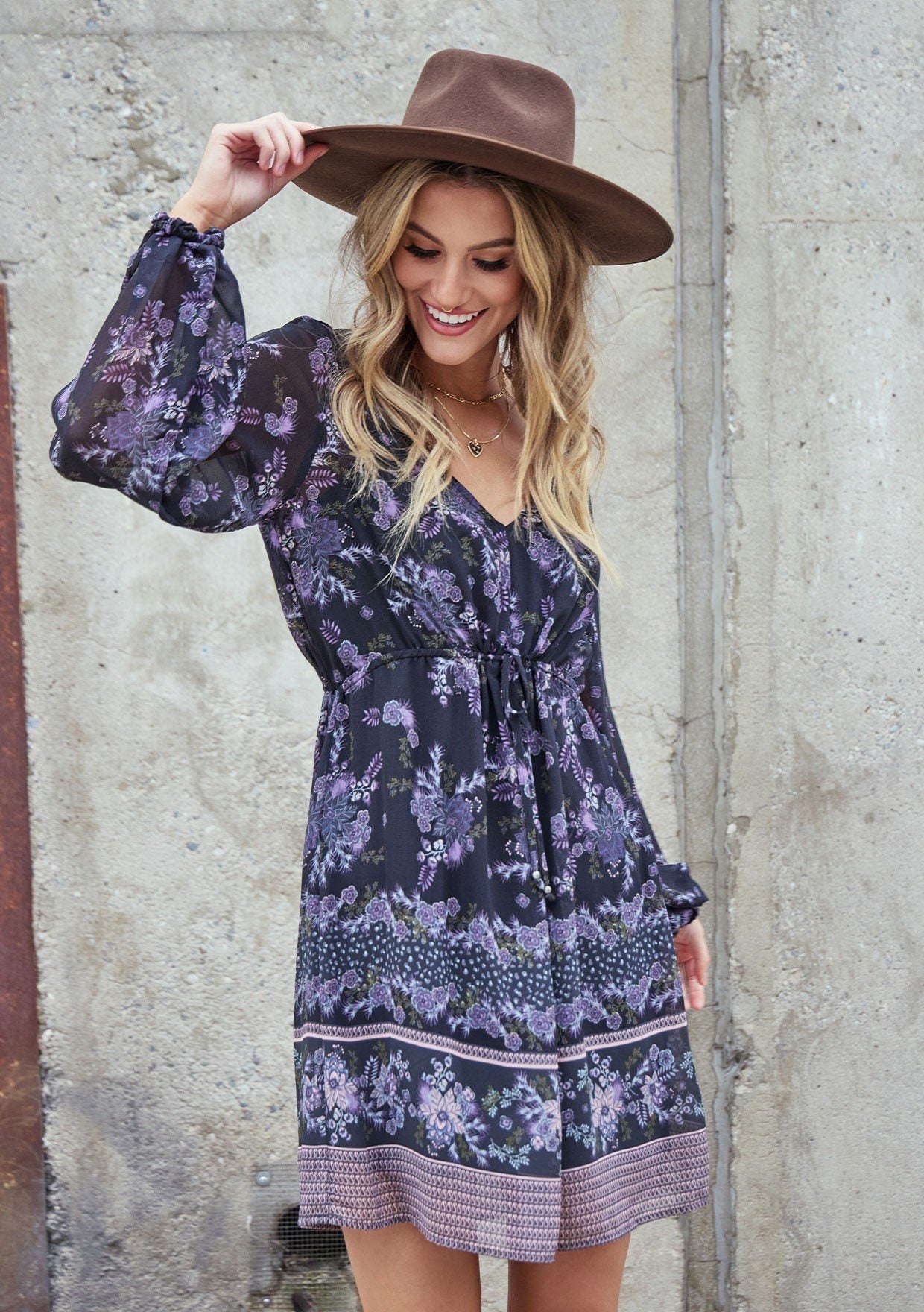 Bohemian Floral Print Mini Dress | LOVESTITCH
