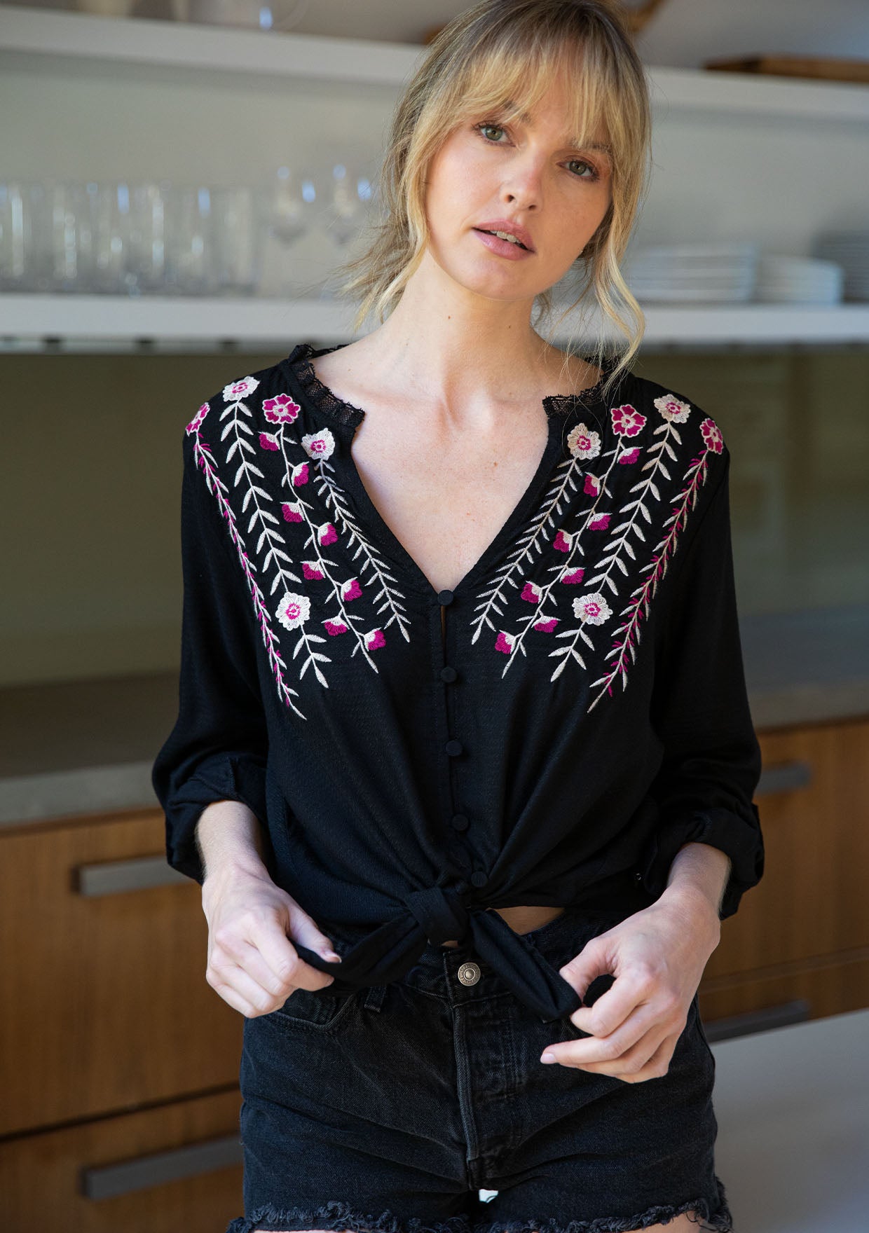 Women's Top - Boho Embroidered Shirt | LOVESTITCH