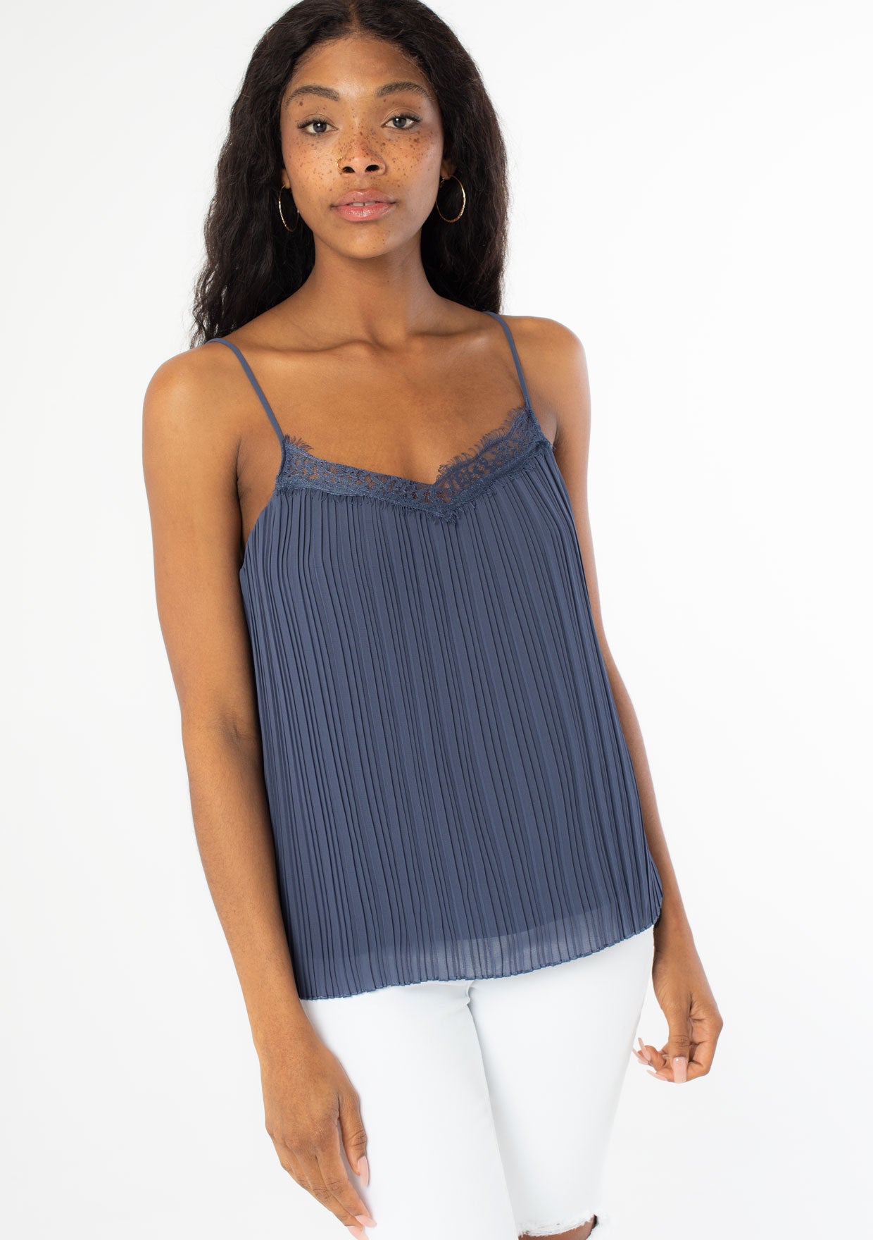 Luxurious Pleated Lace Trim Cami | LOVESTITCH