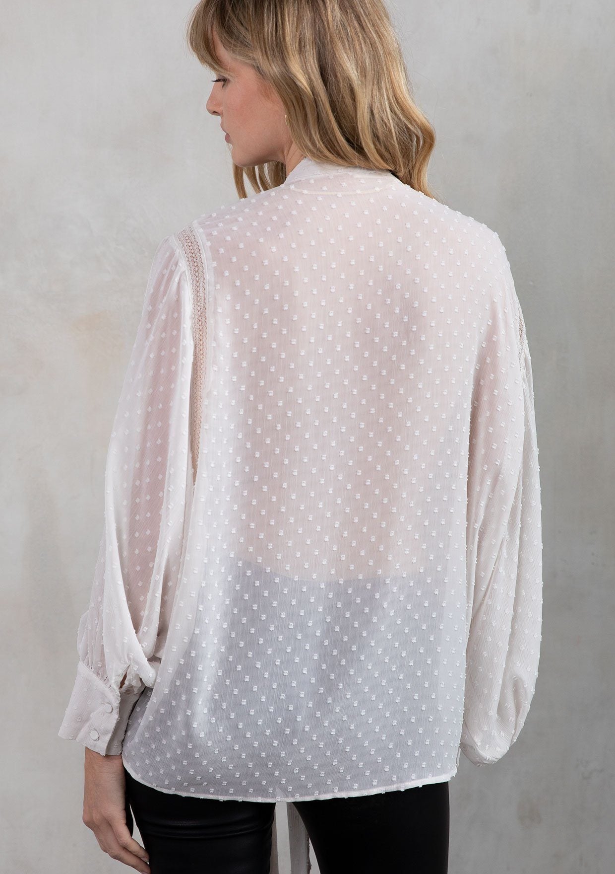 Boho Sheer Ruffled Tie-Front Blouse | LOVESTITCH