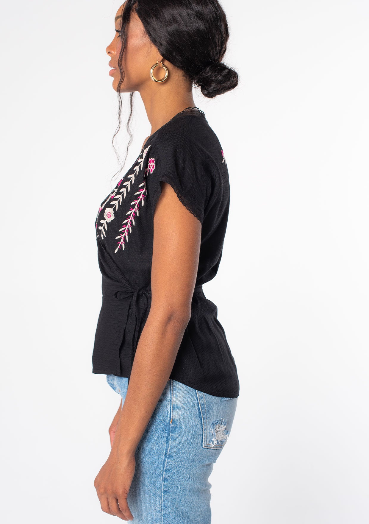 Women's Top - Boho Embroidered Wrap Top | LOVESTITCH