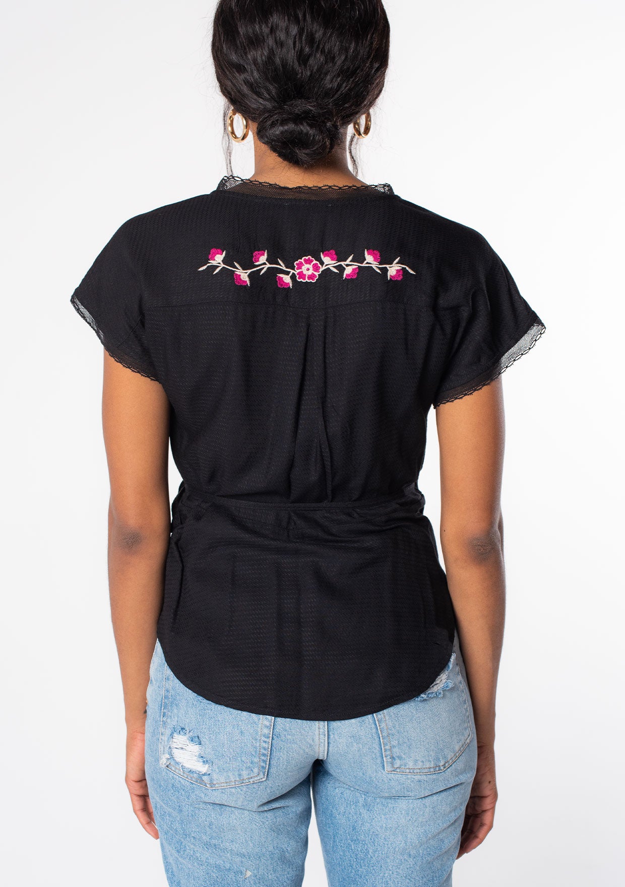 Women's Top - Boho Embroidered Wrap Top | LOVESTITCH