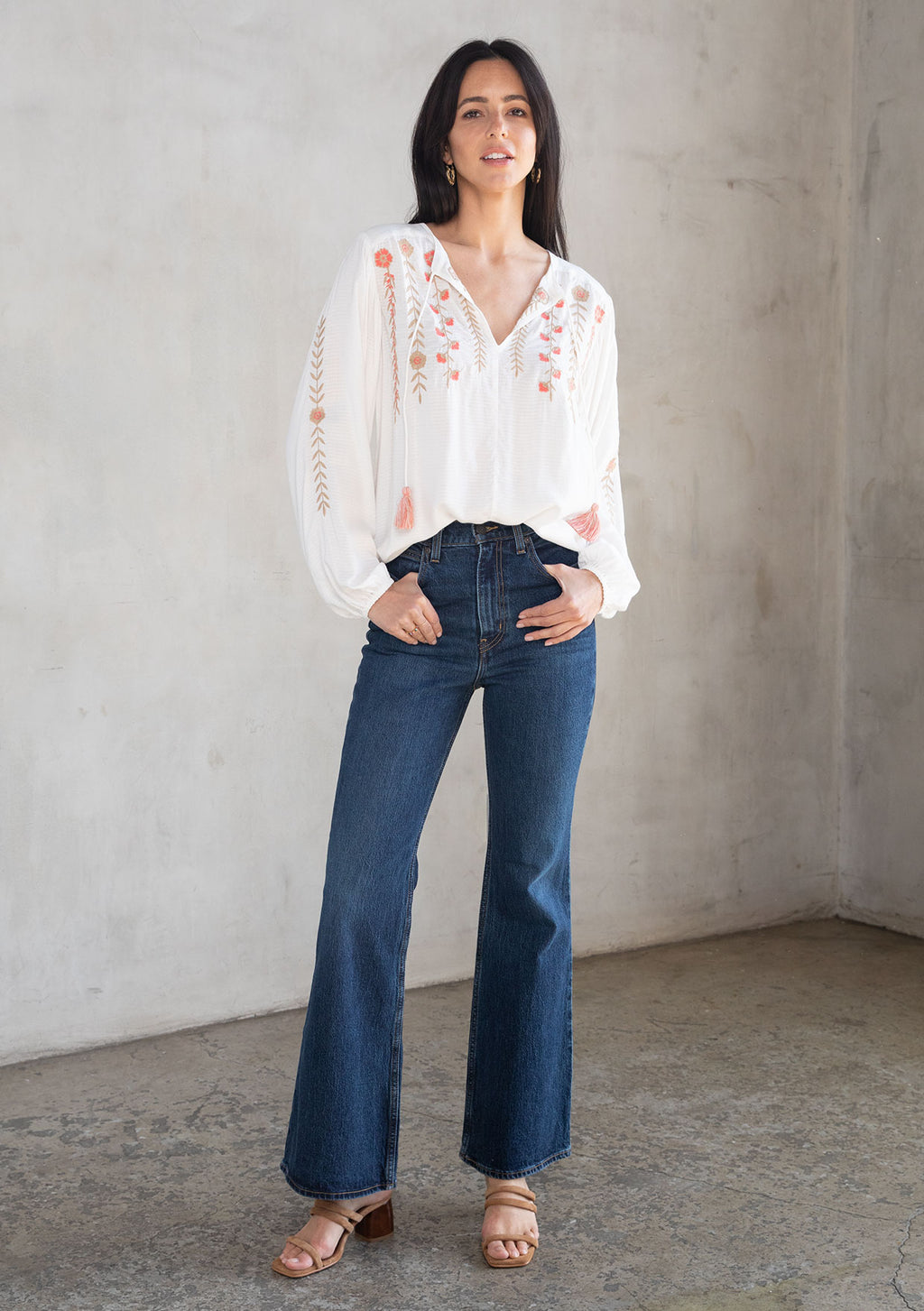 Women's Top - Boho Embroidered Peasant Top | LOVESTITCH