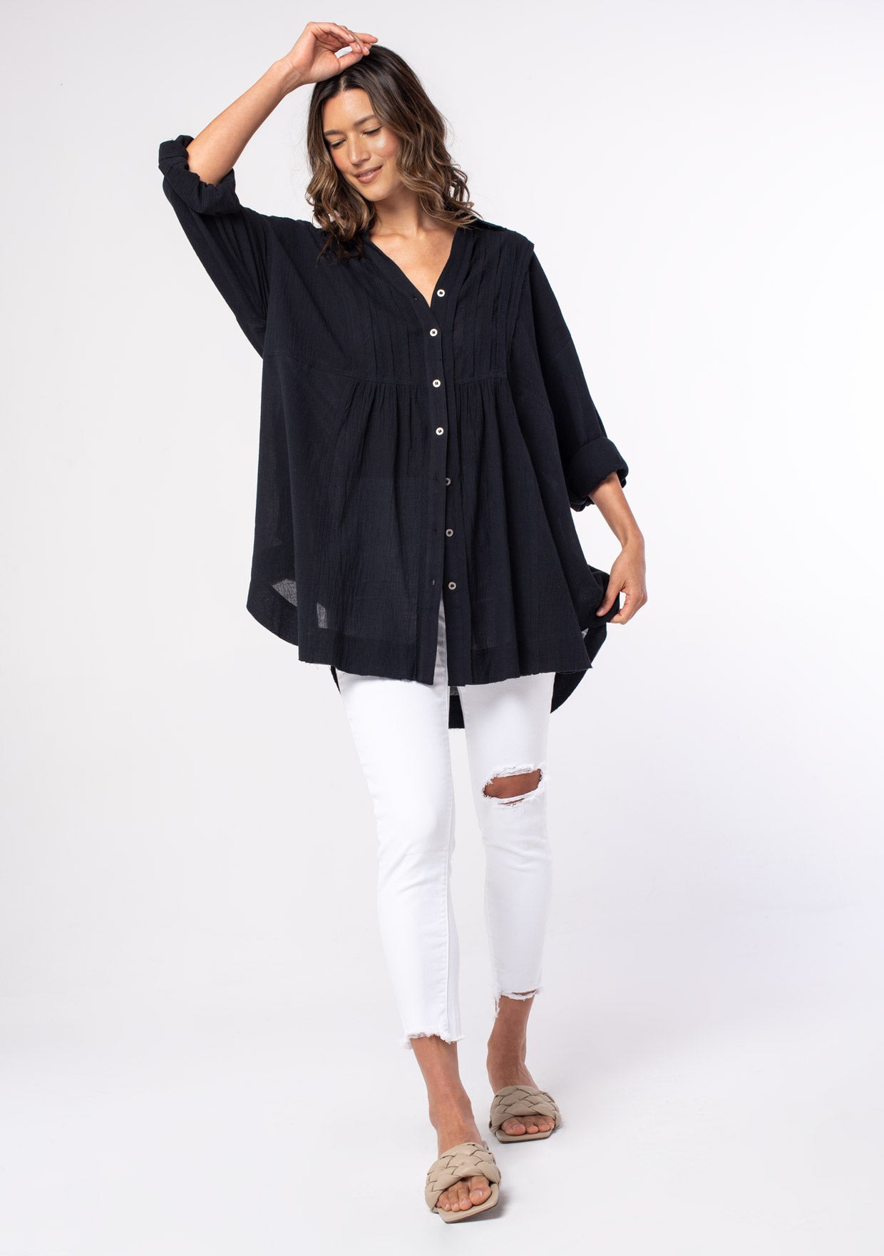 Women's Top - Relaxed Cotton Tunic Shirt | LOVESTITCH
