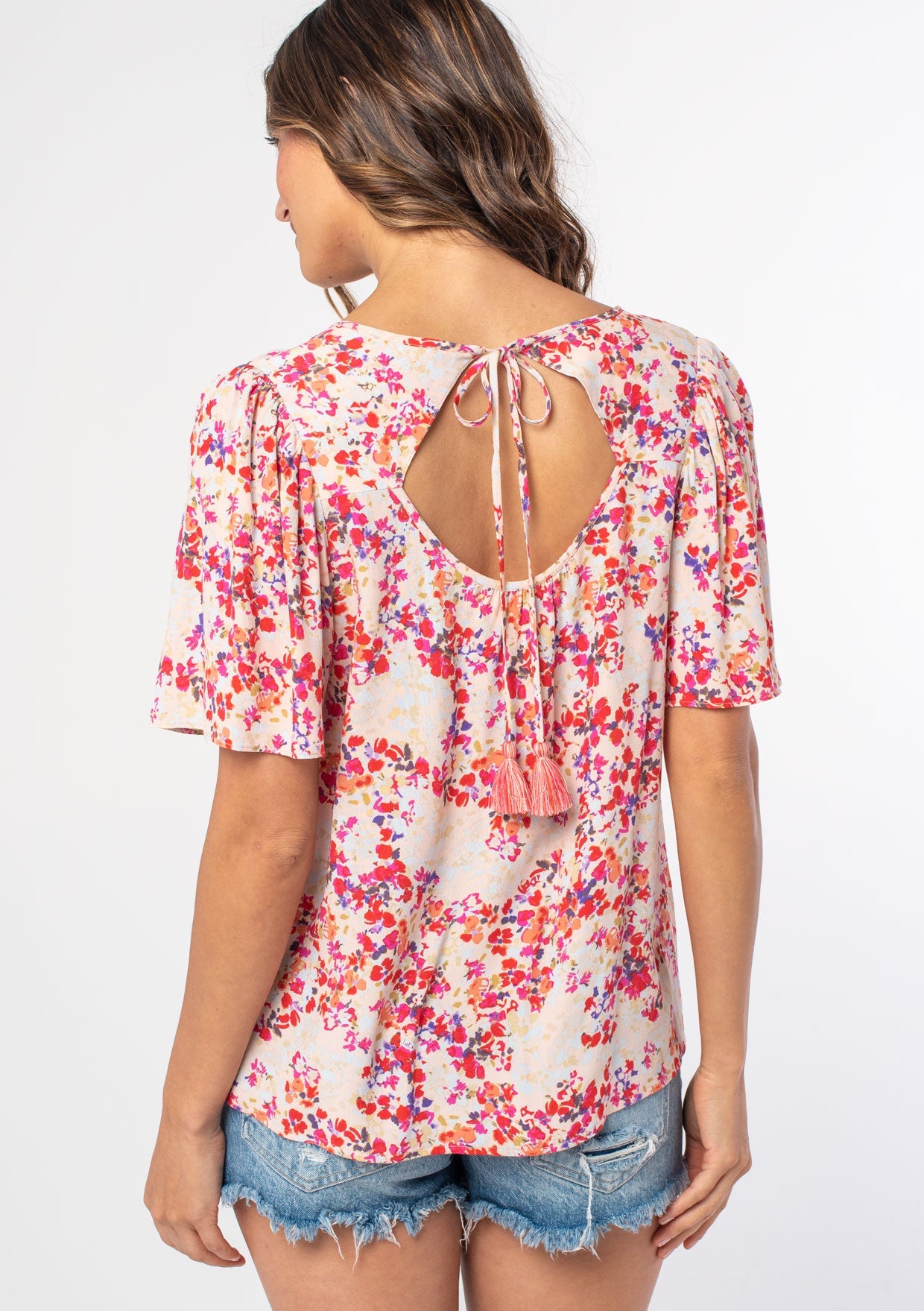 Women's Top - Flowy Pink Floral Boho Top | LOVESTITCH