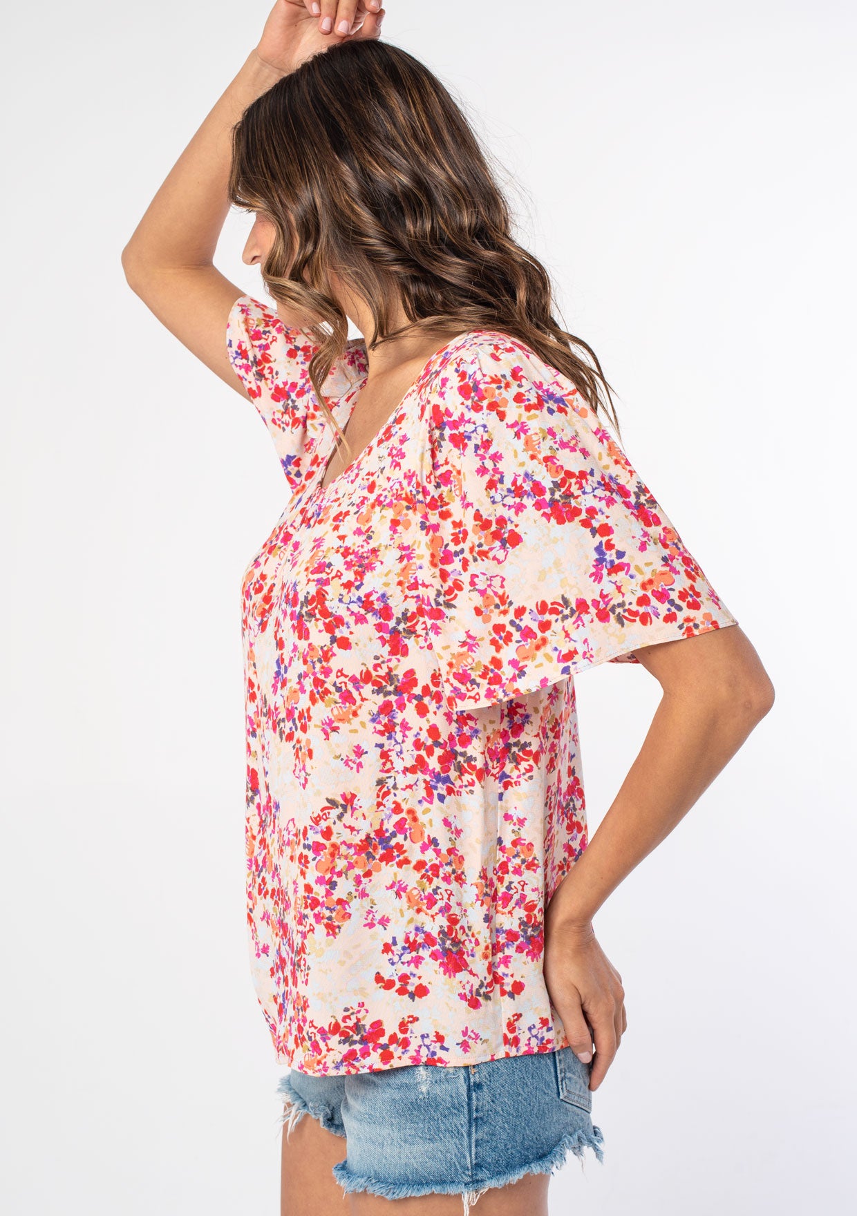 Women's Top - Flowy Pink Floral Boho Top | LOVESTITCH