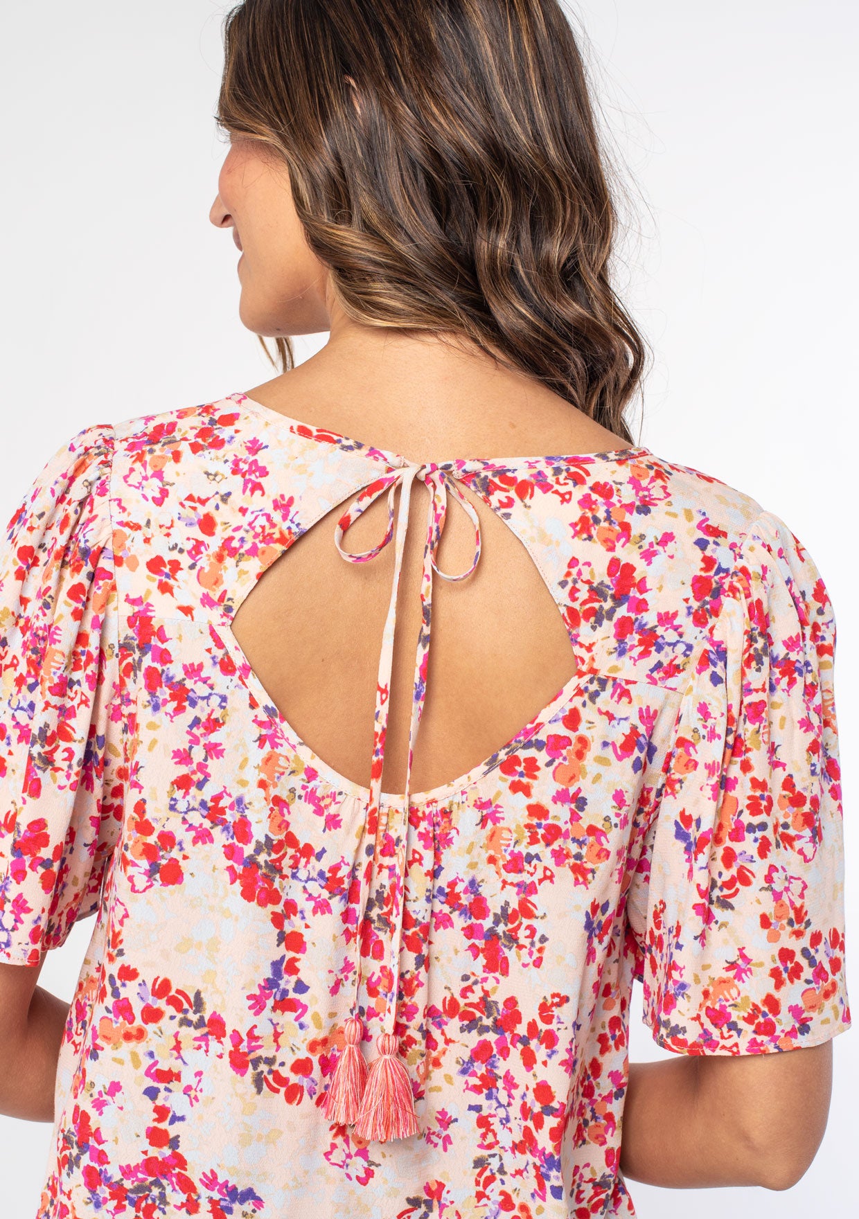 Women's Top - Flowy Pink Floral Boho Top | LOVESTITCH