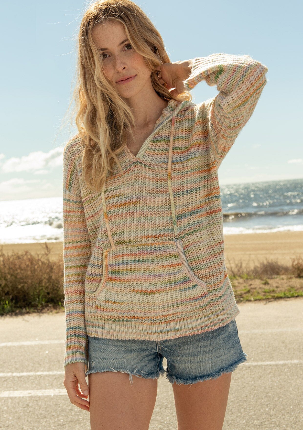 Women's Hoodie - Space Dye Multicolor Knit Sweater | LOVESTITCH