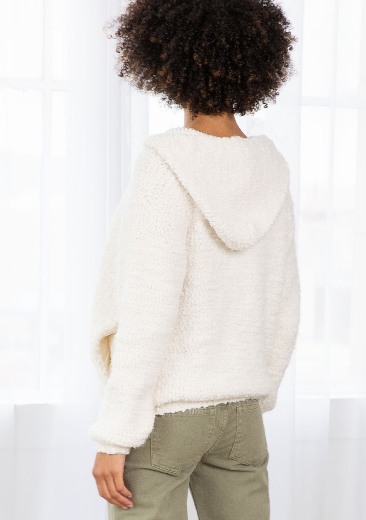 Soft Fuzzy Hooded Zip Up Sweater | LOVESTITCH