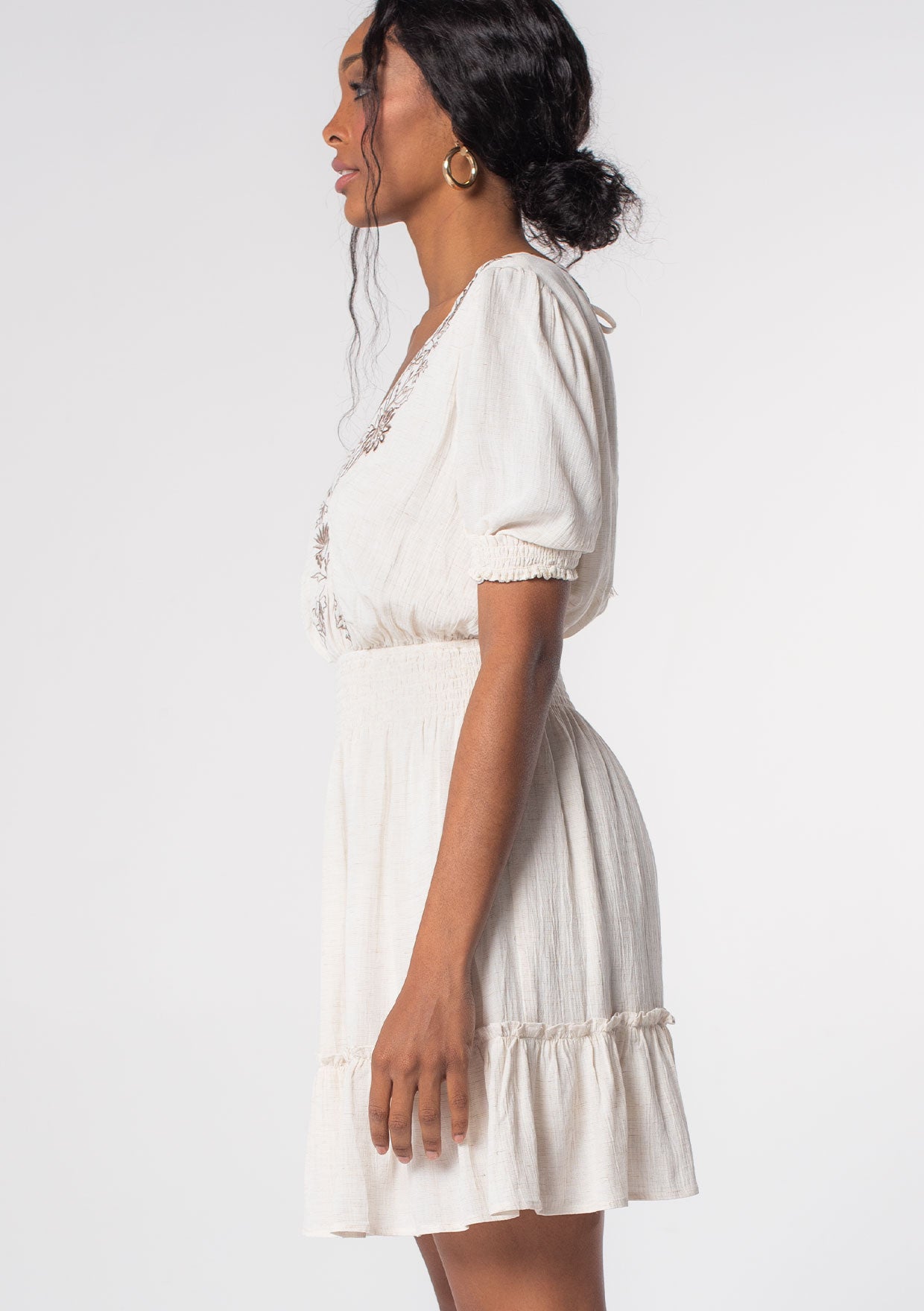 Bohemian Floral Embroidered Mini Dress | LOVESTITCH