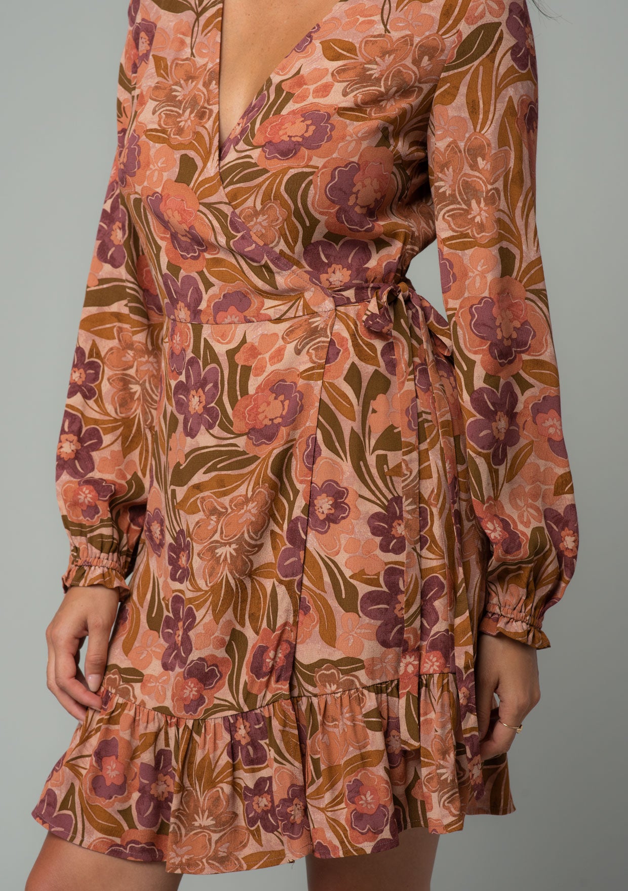 Women's Wrap Dress - Retro Floral Mini Wrap Dress | LOVESTITCH