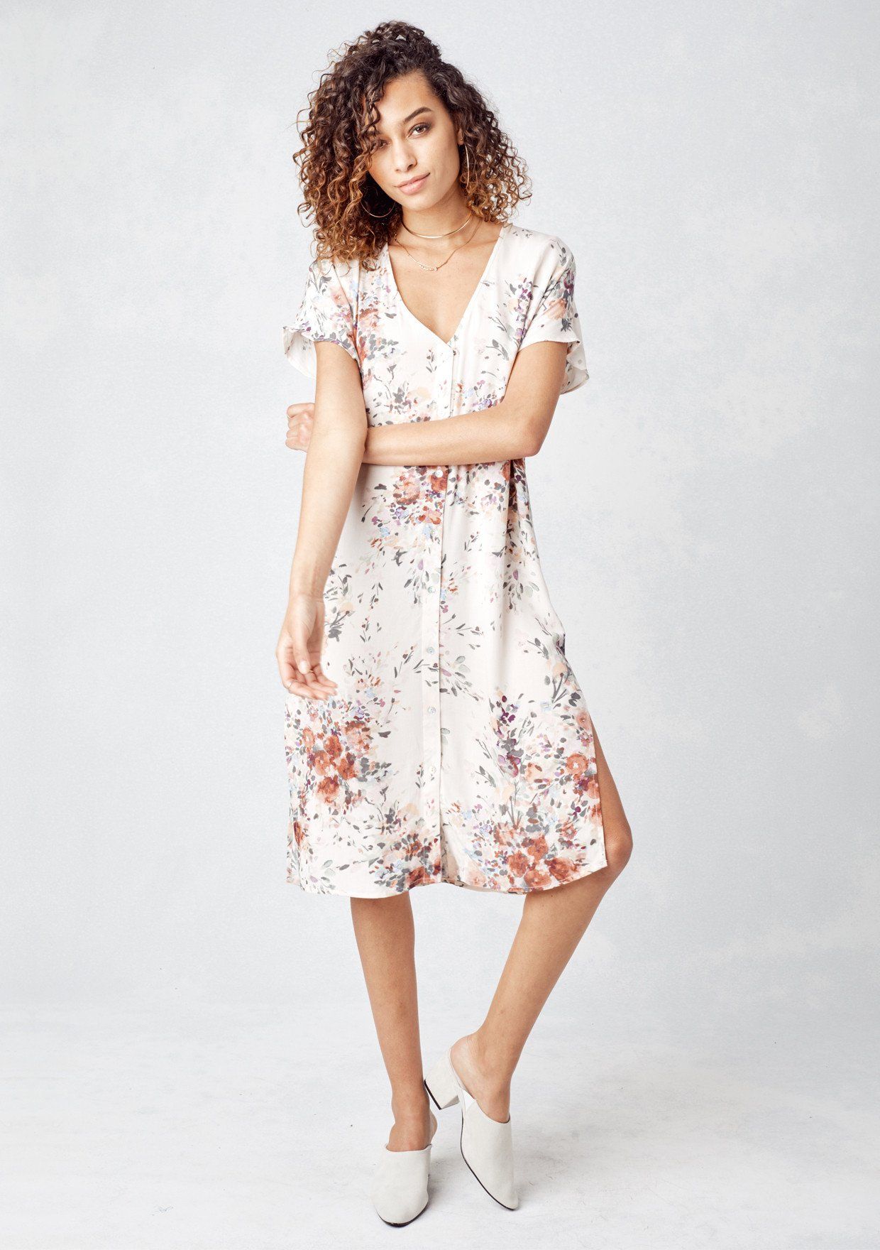 Button Front Nineties Inspired Dress With Side Slits – LOVESTITCH